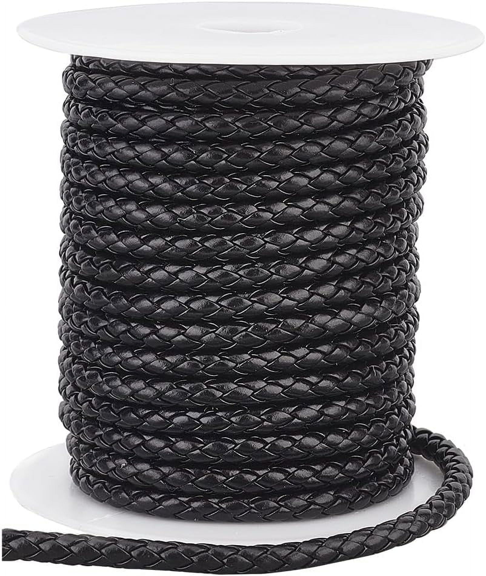 10M PU Leather Cord Round Imitation Leather Cord Black 5mm - Walmart.com