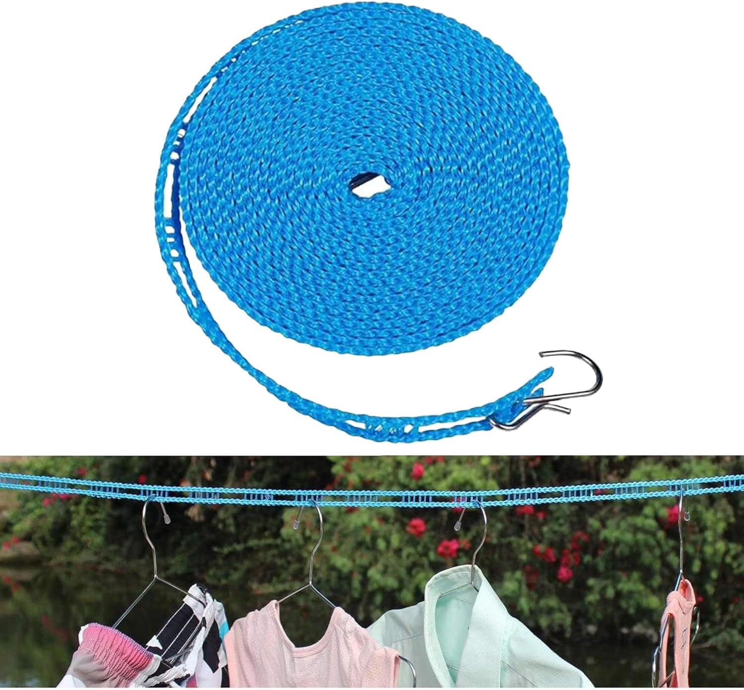 10M Windproof Non-Slip Clothesline, Camping Clothesline Portable ...