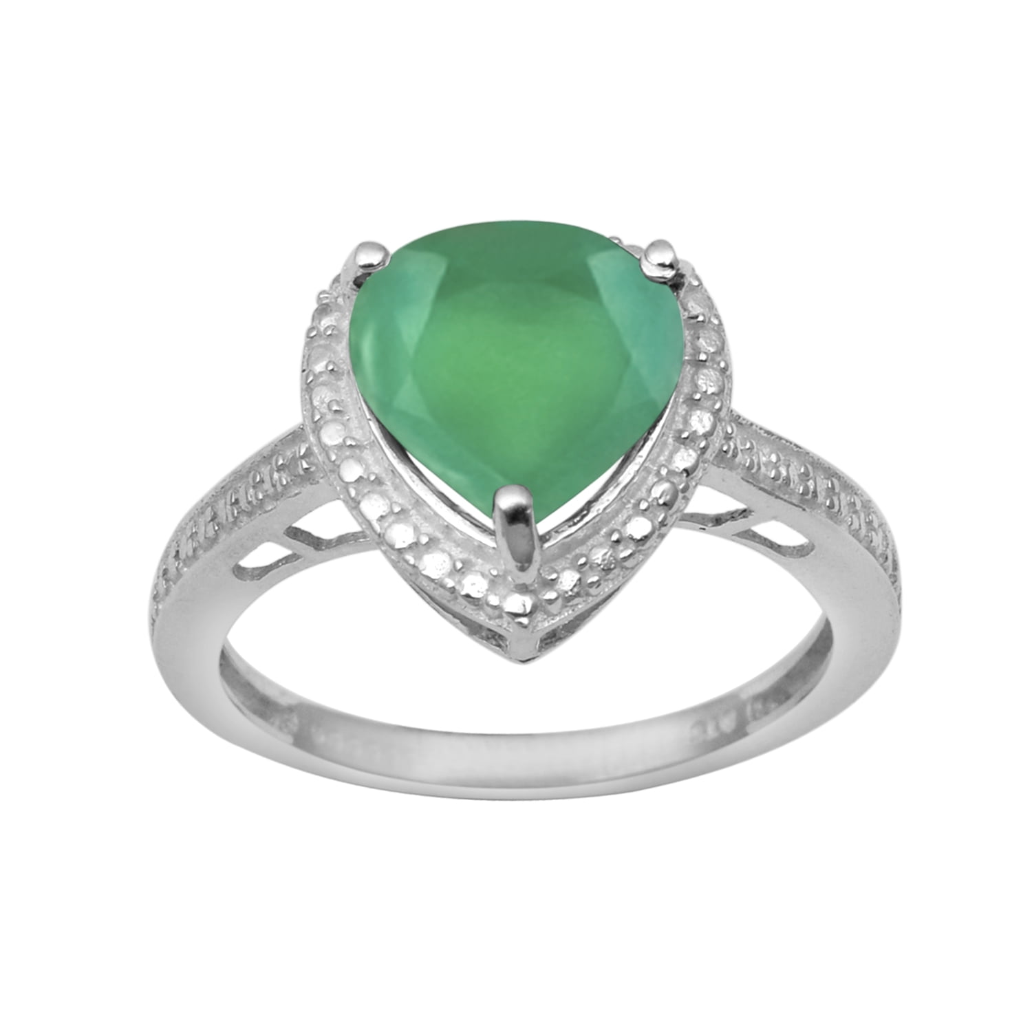 6mm Heart Shape Green Onyx 925 Sterling Silver Solitaire Women ...