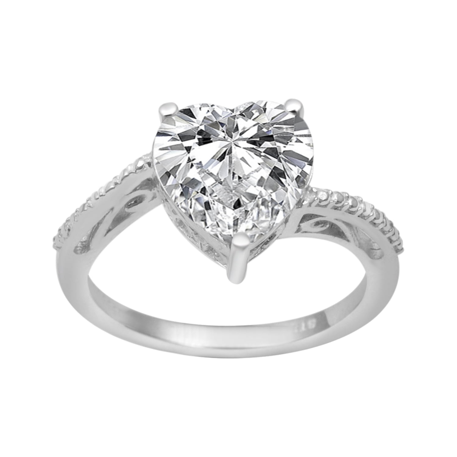 10MM Moissanite 925 Sterling Silver Beaded Shank Solitaire Women ...