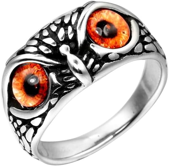10MM Unisex Stainless Steel Vintage Gothic Demon Eye Owl Biker Ring ...