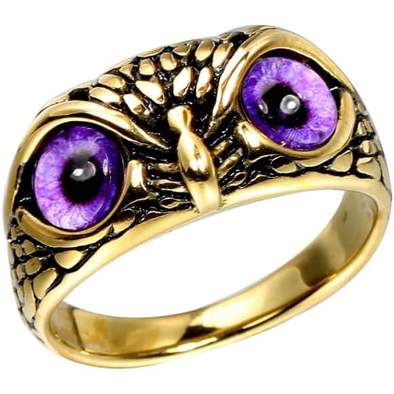 10MM Unisex Stainless Steel Vintage Gothic Demon Eye Owl Biker Ring ...