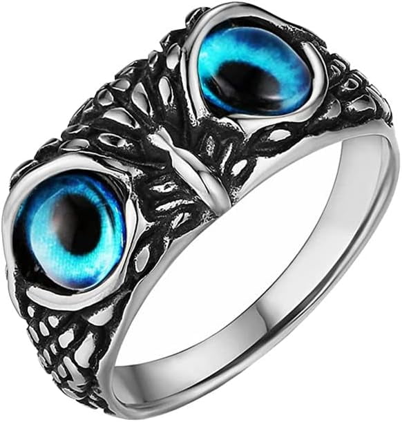 10MM Unisex Stainless Steel Vintage Gothic Demon Eye Owl Biker Ring ...