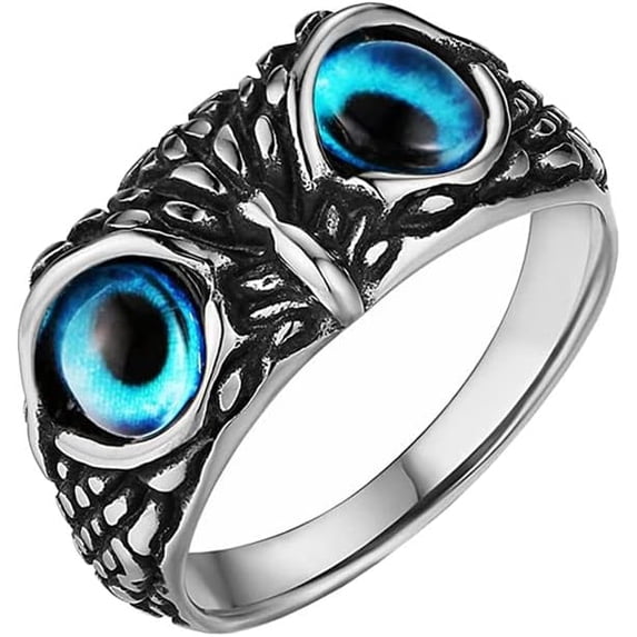 10MM Unisex Stainless Steel Vintage Gothic Demon Eye Owl Biker Ring ...