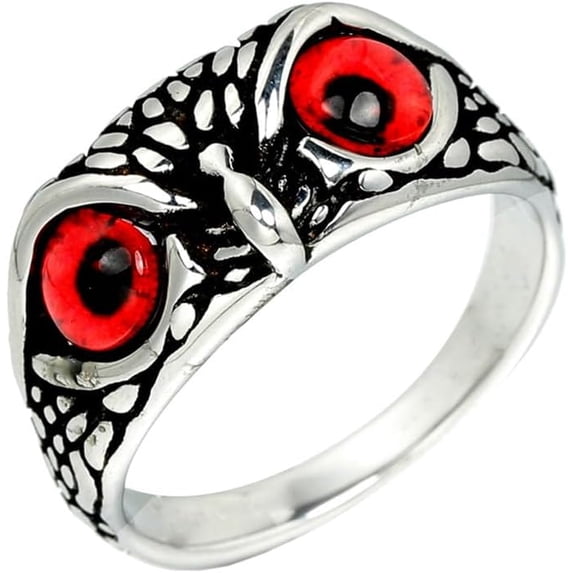 10MM Unisex Stainless Steel Vintage Gothic Demon Eye Owl Biker Ring ...