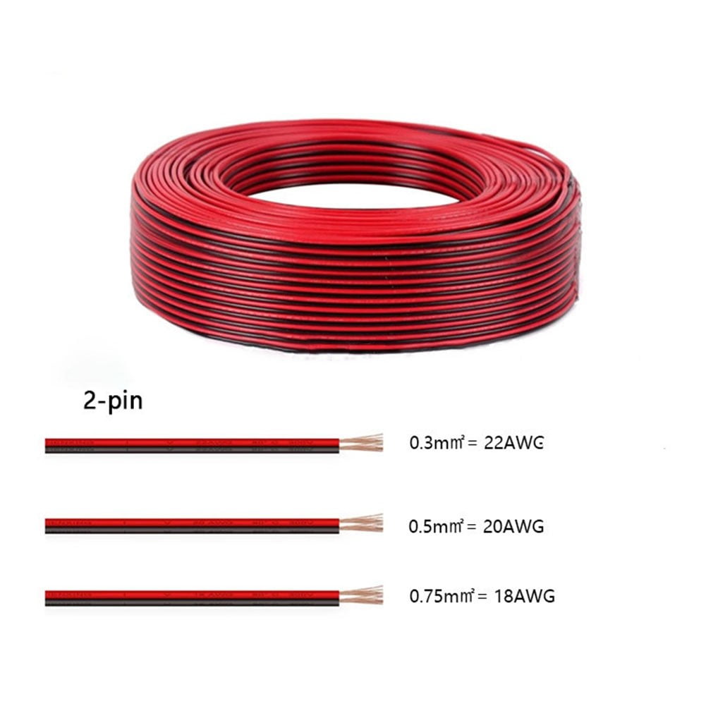 10Meter Extension Cable 2 Pin Wire Cord, Hookup Electrical 2 Color Wire ...