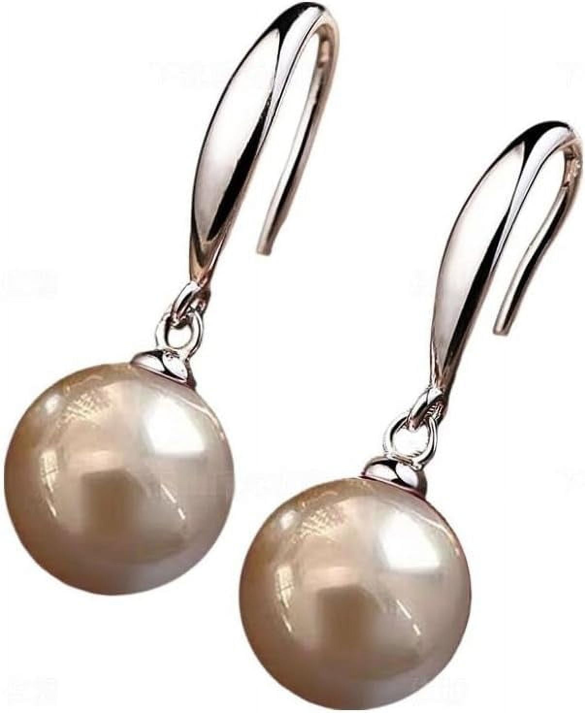 10Mm Ocean Pearl Dangle Earrings Natural Shell Beads Drop Earrings ...