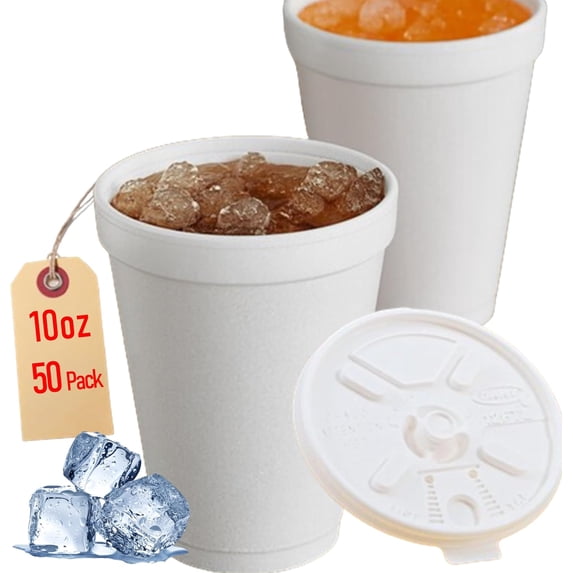 10OZ Cups With for Hot & Cold Drinks, -Made 50- - Styrofoam Coffee Cups ...
