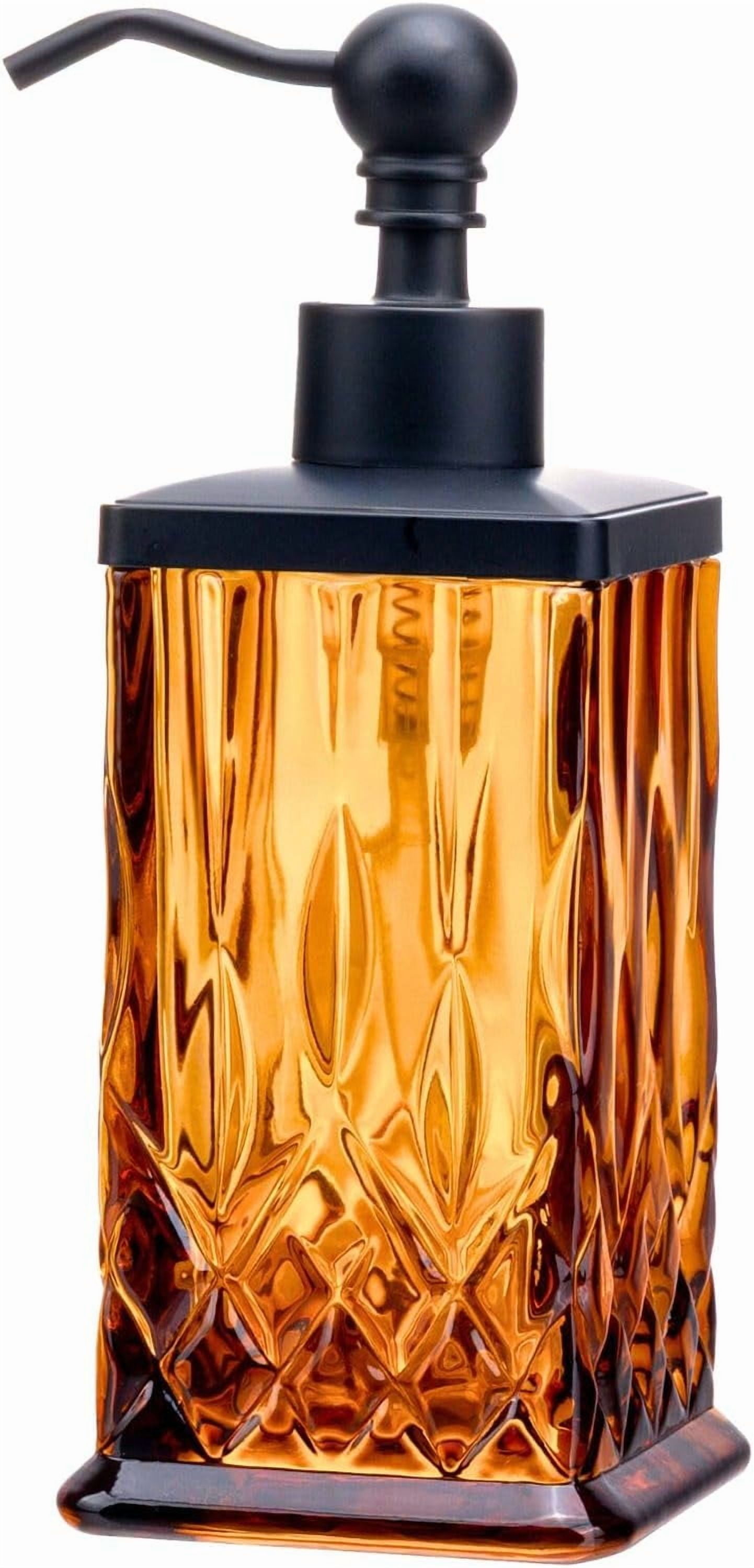 10Oz Amber Glass Soap Dispenser with Matte Black Pump,Lead-Free Thick ...