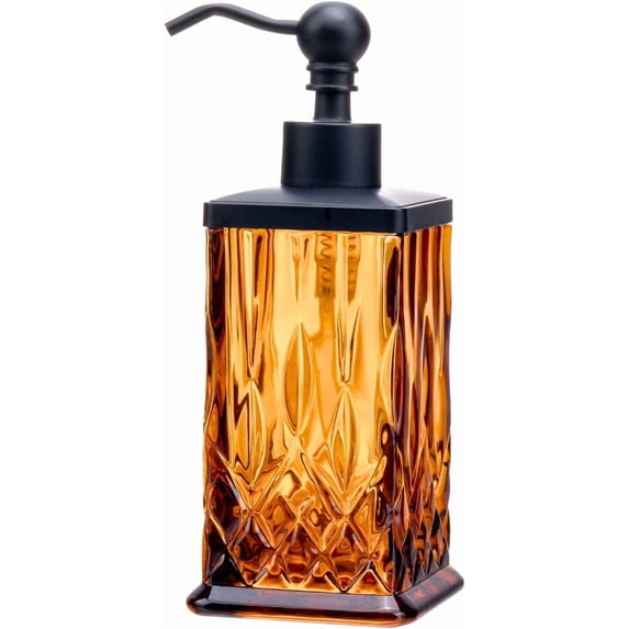 10Oz Amber Glass Soap Dispenser with Matte Black Pump,Lead-Free Thick ...