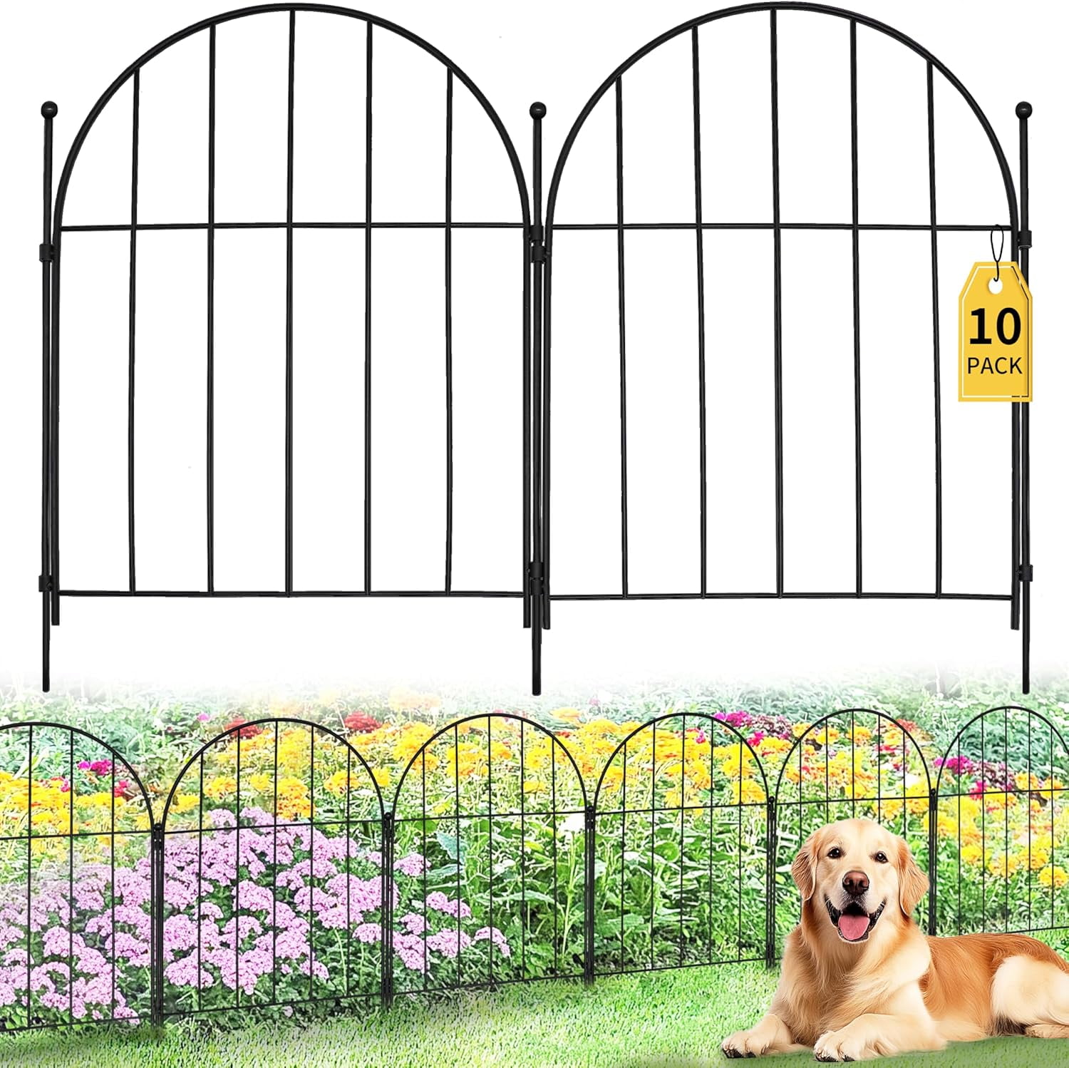 10PACK Garden Fence,11FT(L) x17inch(H) Metal No Dig Fence Animal ...