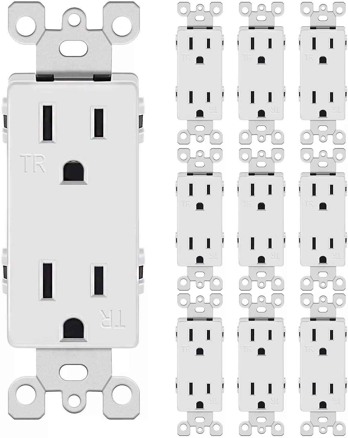 10PACK Outlet Decora Duplex Receptacle, 15 Amp, 125 Volt, Tamper ...