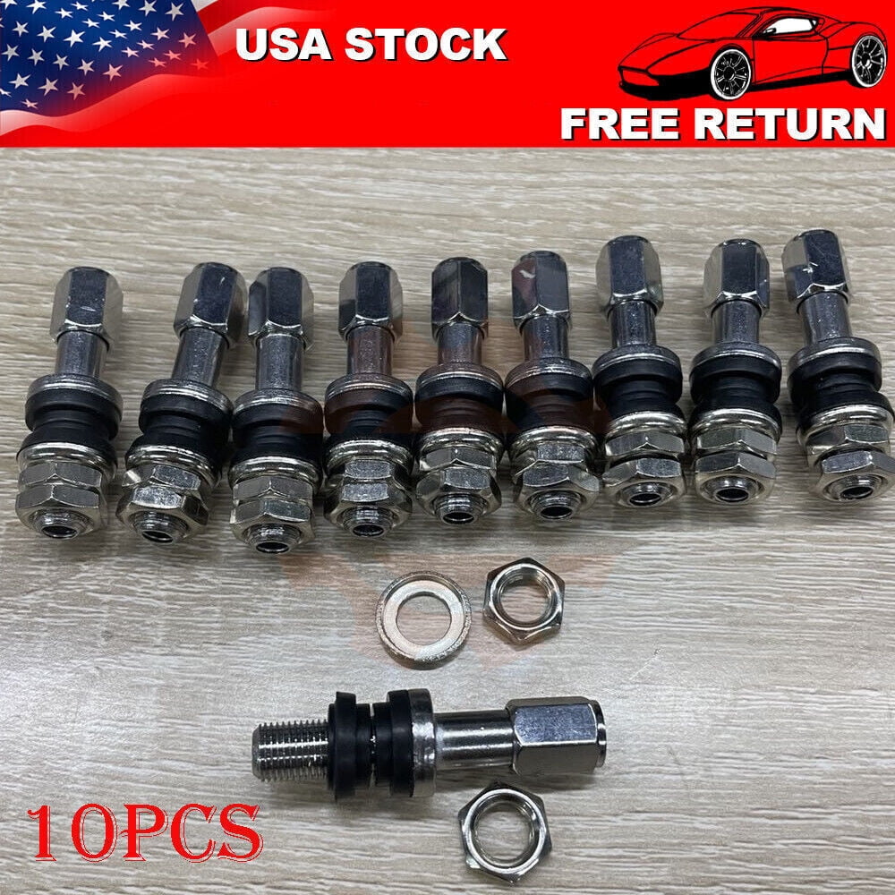 10PACK STAINLESS STEEL WHEEL TIRE VALVE STEMS HIGHT PRESSURE BOLT IN ...