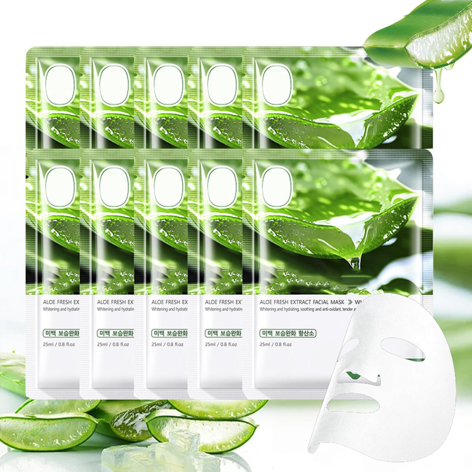 10PC Aloe Vera Face Mask, Moisture, Aloe Vera Cloth Mask, Aloe Vera ...