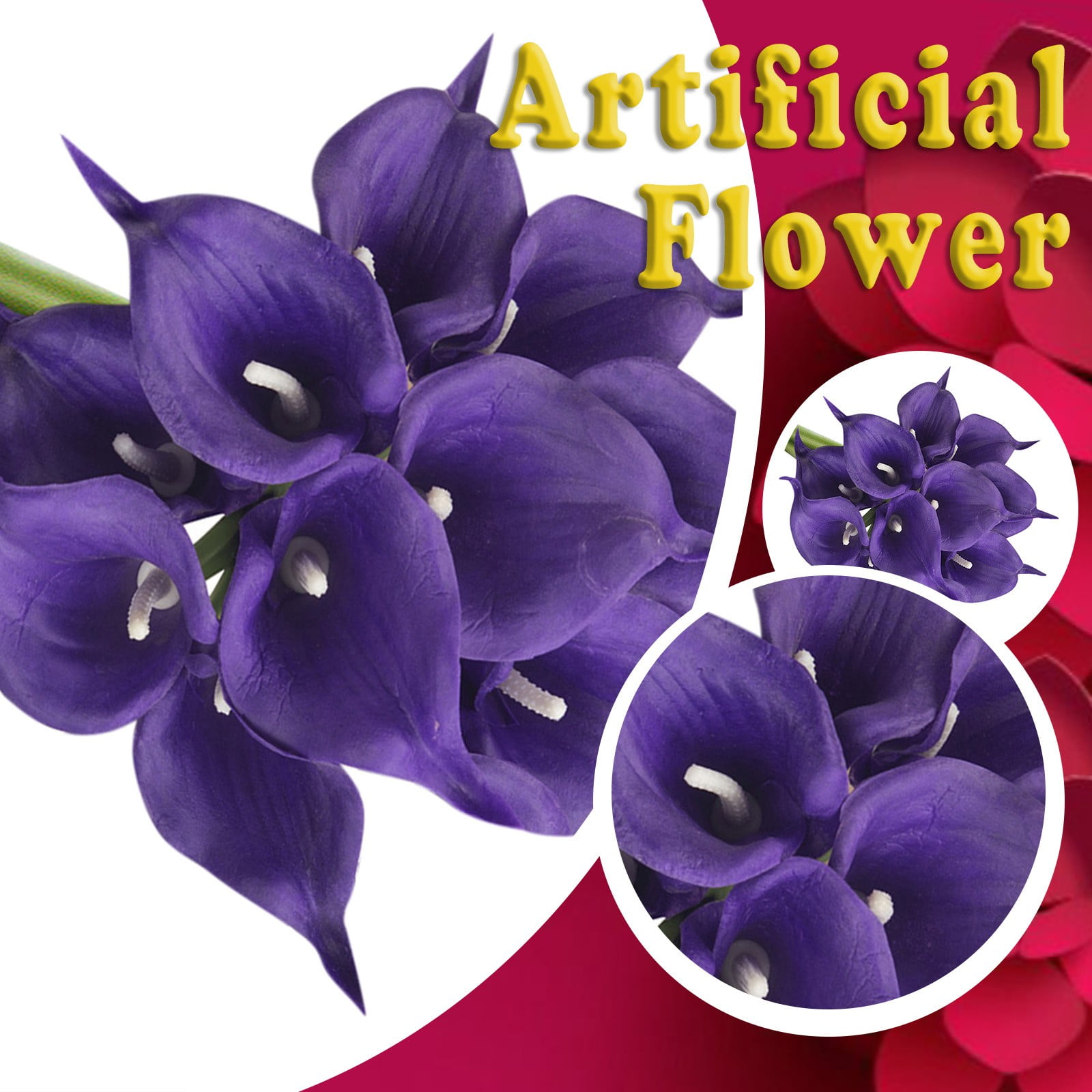 10PC Artificial Flower Latex Real Bridal Wedding Bouquet Home ...