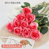 10PC Artificial Silk Rose Flowers With Leaves And Thorns | Snow ...