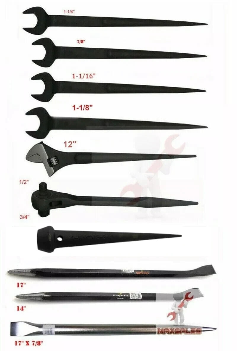 10PC CONSTRUCTION SPUD WR DUAL RATCHET & IRON WORKERS & ALIGNING BARS 10" Pin - Walmart.com