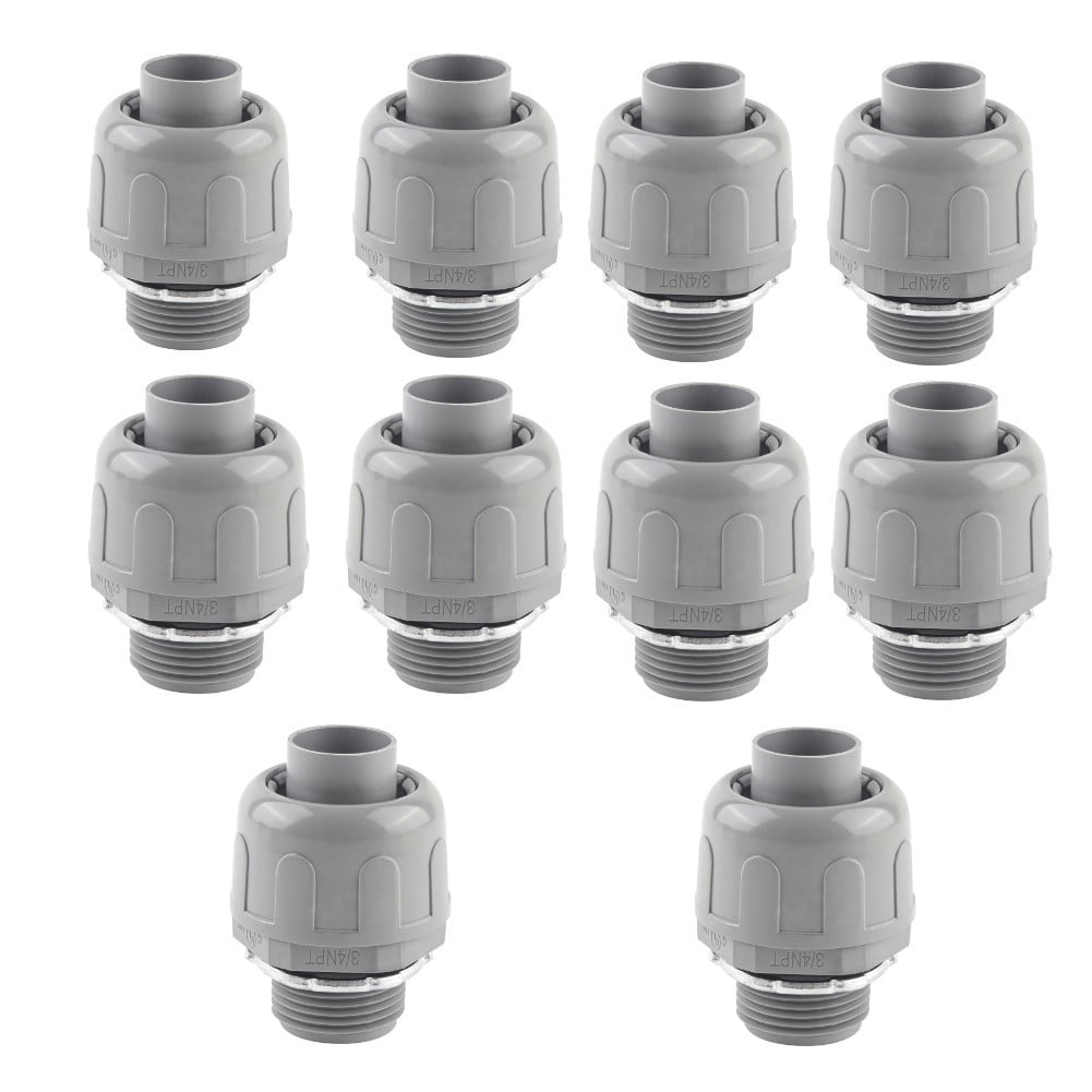 10PC Conduit Connectors NPT NonMetallic PVC Electrical Flexible Conduit ...