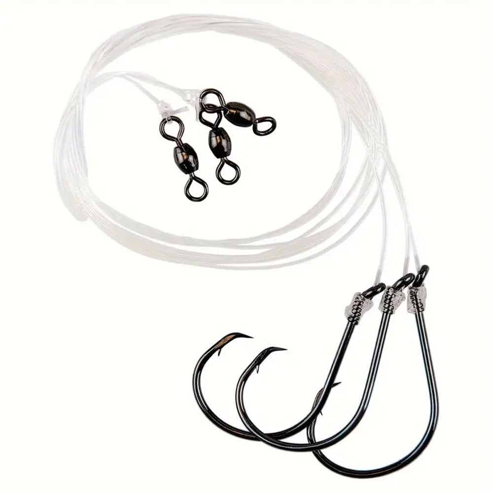 10PC Fishing Gear Sea Hooks Barbed Hooks with Rings and Holes with ...
