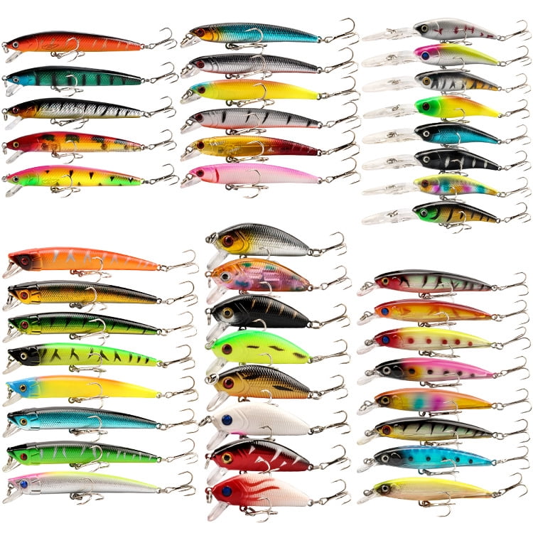 10PC Fishing Lures Jigs Minnow Lure Set Fish Bait Simulation Fake Bait ...