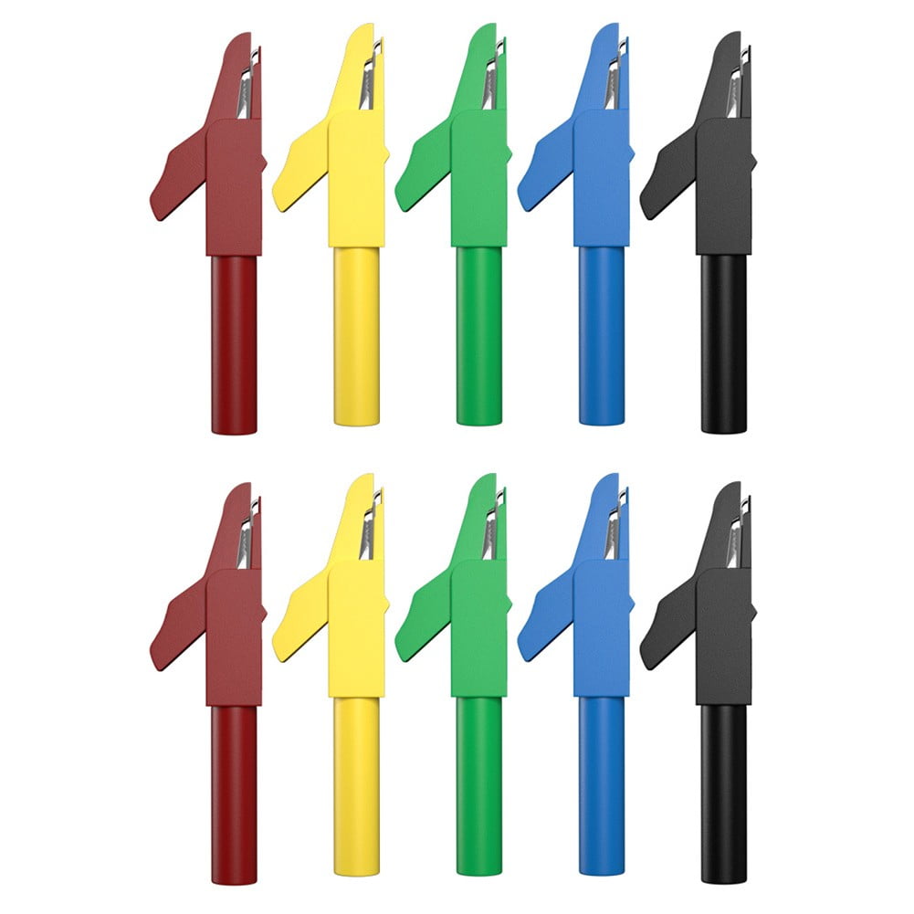 10PC Insulated Crocodile Clip to 4mm Banana Female Hole Copper ...