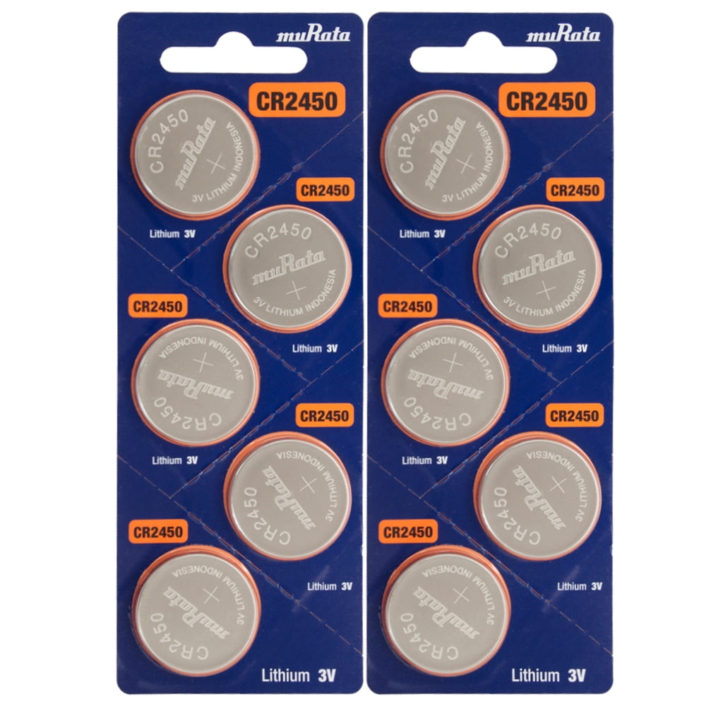 10PC MURATA CR2450 Lithium Watch Battery 3V 610mAh - Exp Date: 2023 ...