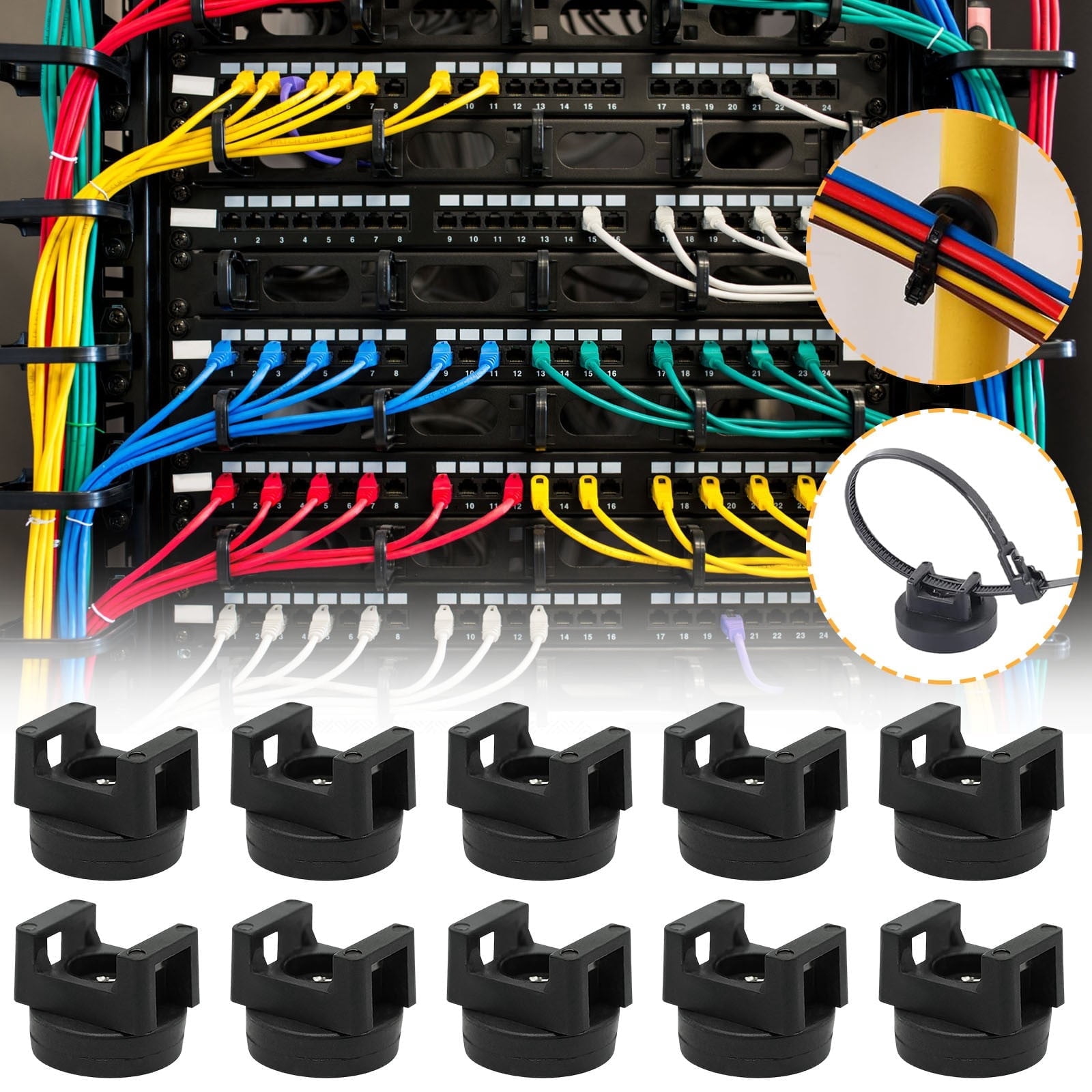 NumWeiTong 10PC Magnetic Cable Clips Zip Tie Mount Base Black Magnetic ...