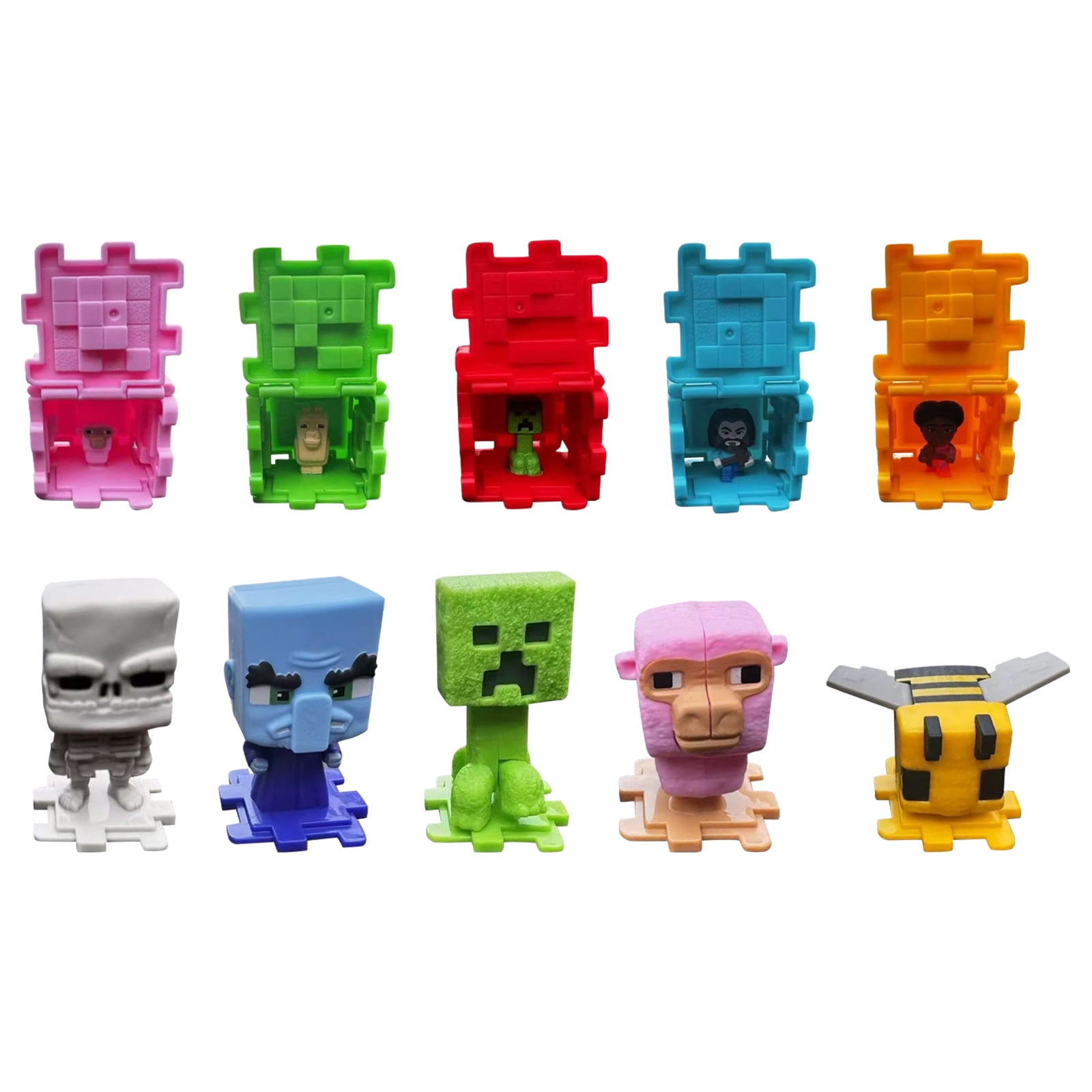 10PC Minecraft Toys, 1.95 Inch Bee, 2.75 Inch Pink Sheep, 3.93 Inch ...