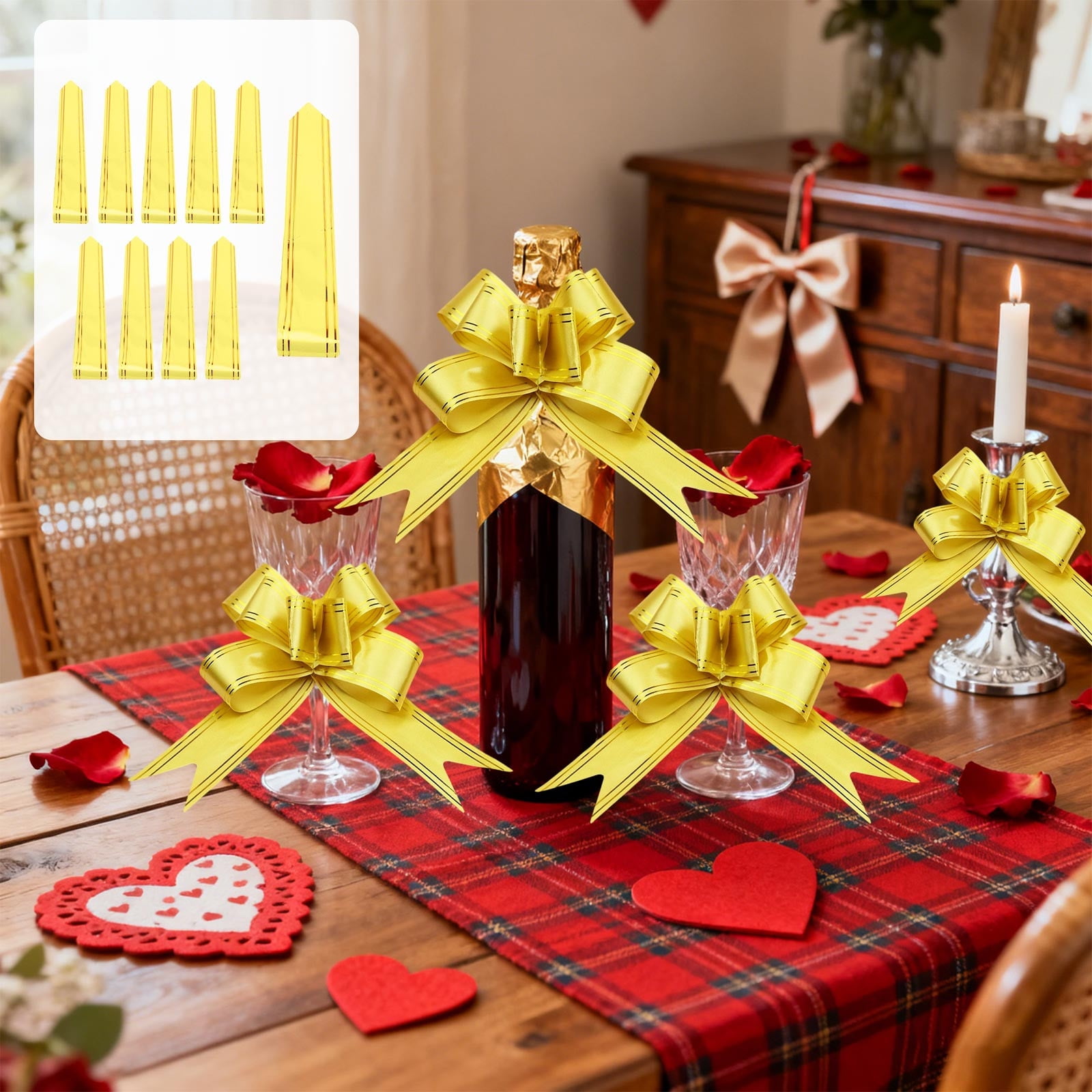 10PC Plastic Flower Bow Ribbon Decorations for Weddings Christmas ...