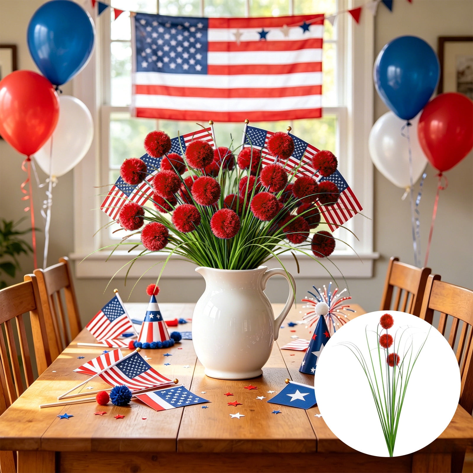 10PC Three Headed Spherical Simulation Flowers for Independence Day ...