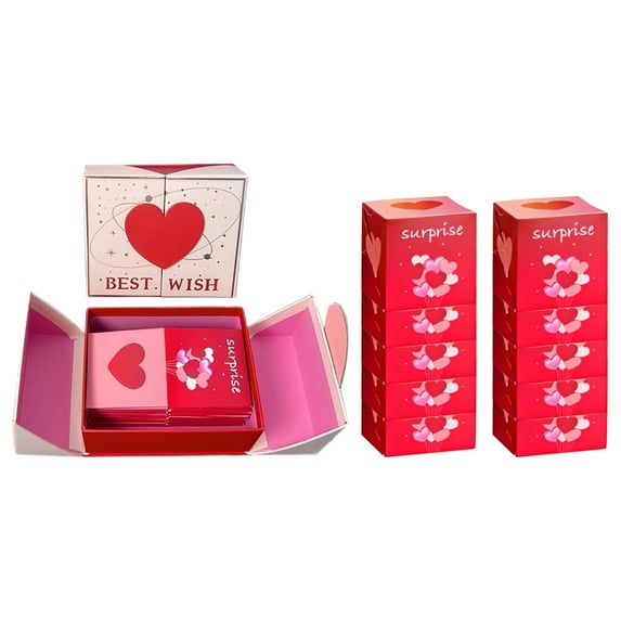 10PC Valentine's Day Surprise Bounce Box - Red Folding Jump Gift Box ...