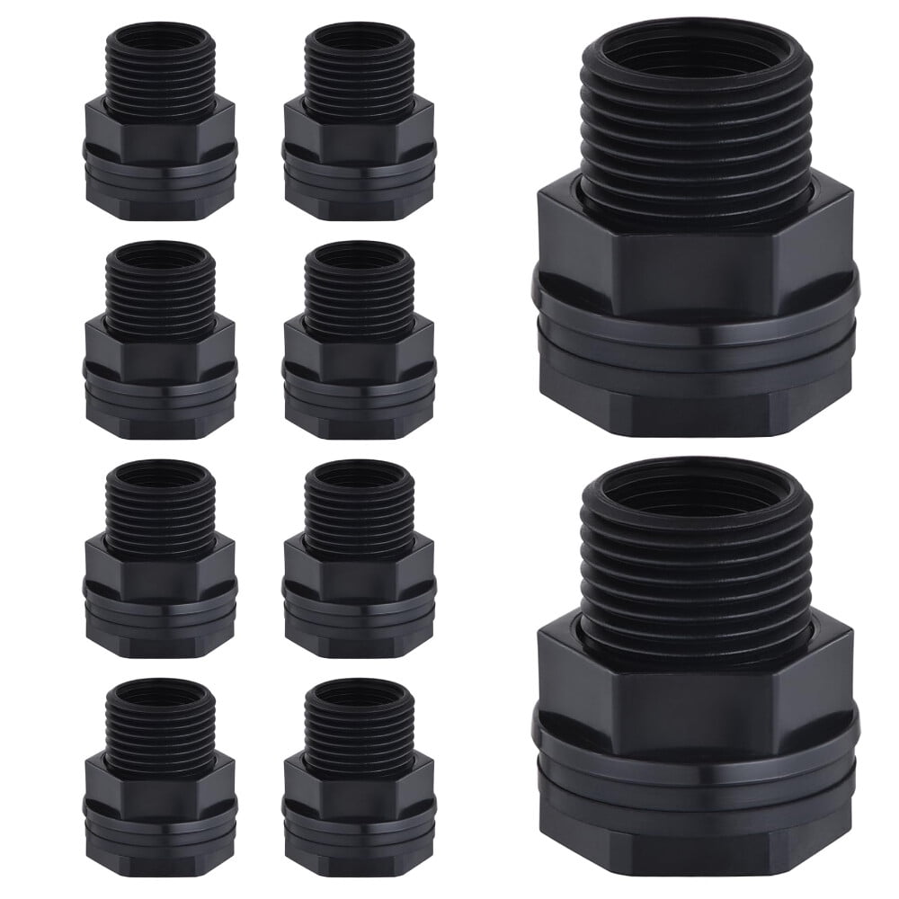 10PCS 1 Inch Bulkhead Fitting Double Threaded Bulkhead Water Tank Pond Connector - Walmart.com