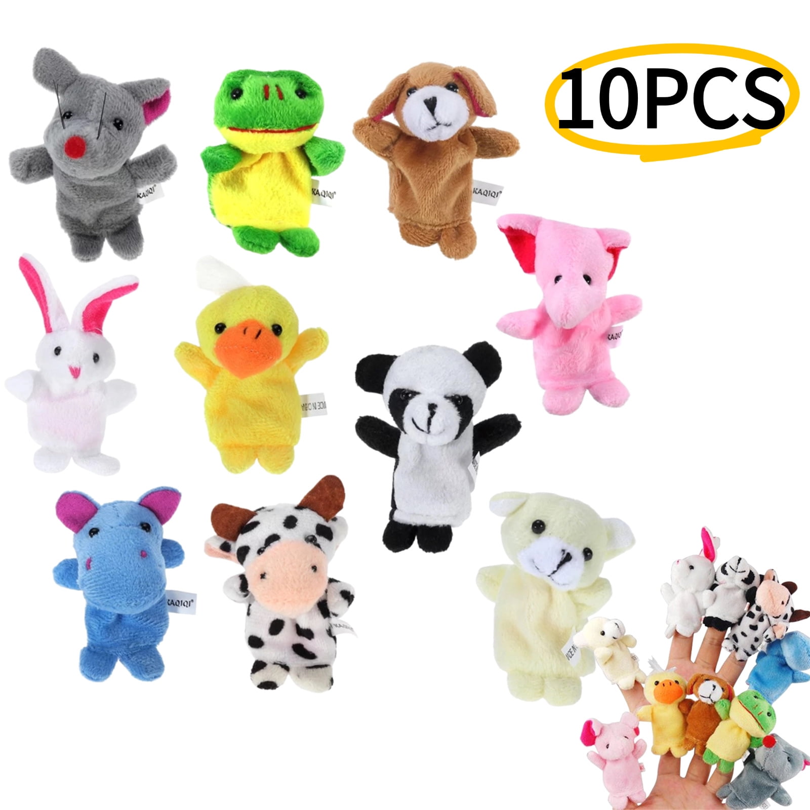 10PCS 10-Piece Animal Finger Puppet Set – Soft Plush Velvet Toys for ...