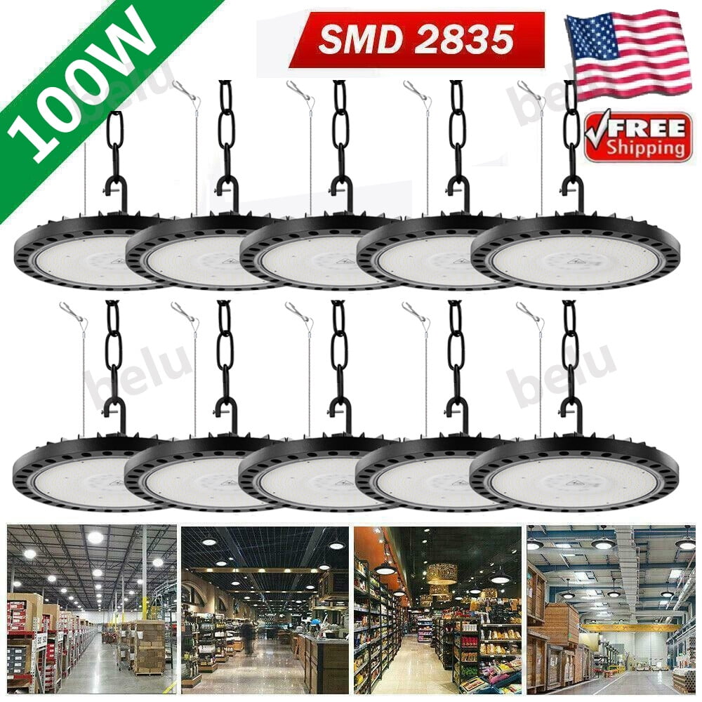 10PCS 100W UFO LED High Bay Lights Warehouse Shop Light Commercial ...
