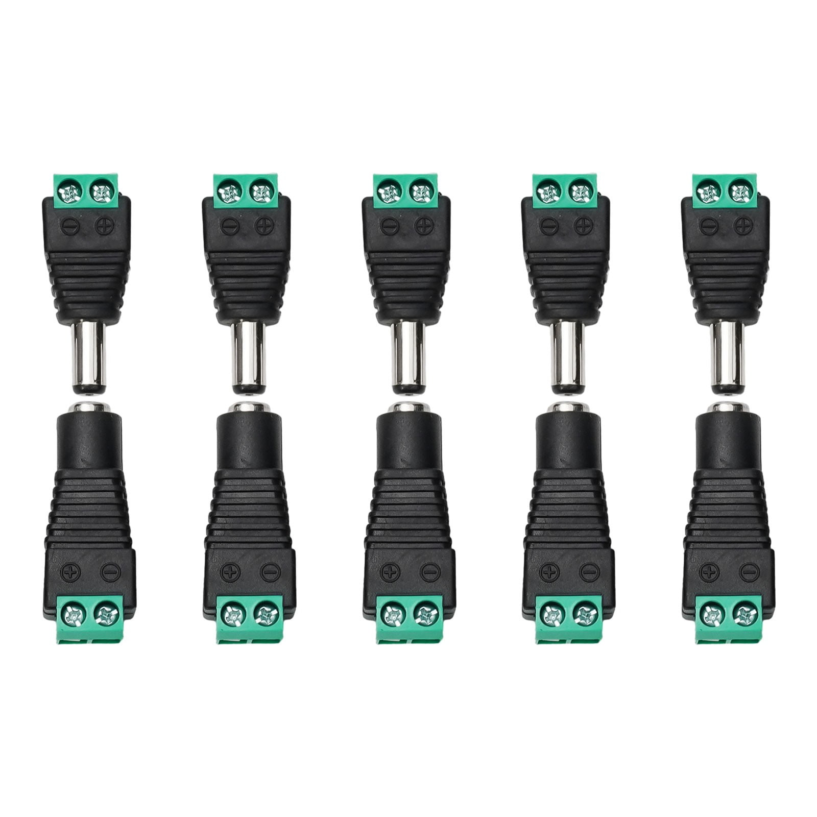 10PCS 12V DC MALE FEMALE POWER CONNECTOR ADAPTER PLUGS FOR CCTV CABLE ...
