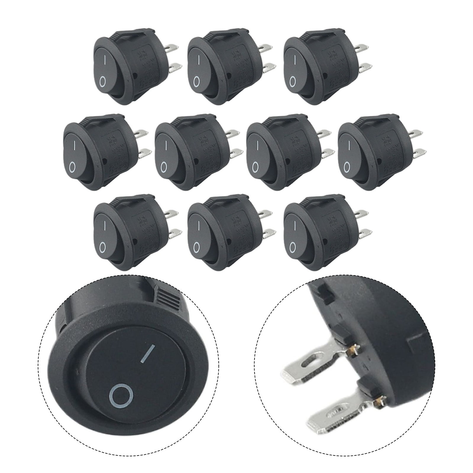 10PCS 12v Round Rocker Switch ON/OFF 2 Pin SPST Camper Van Caravan ...