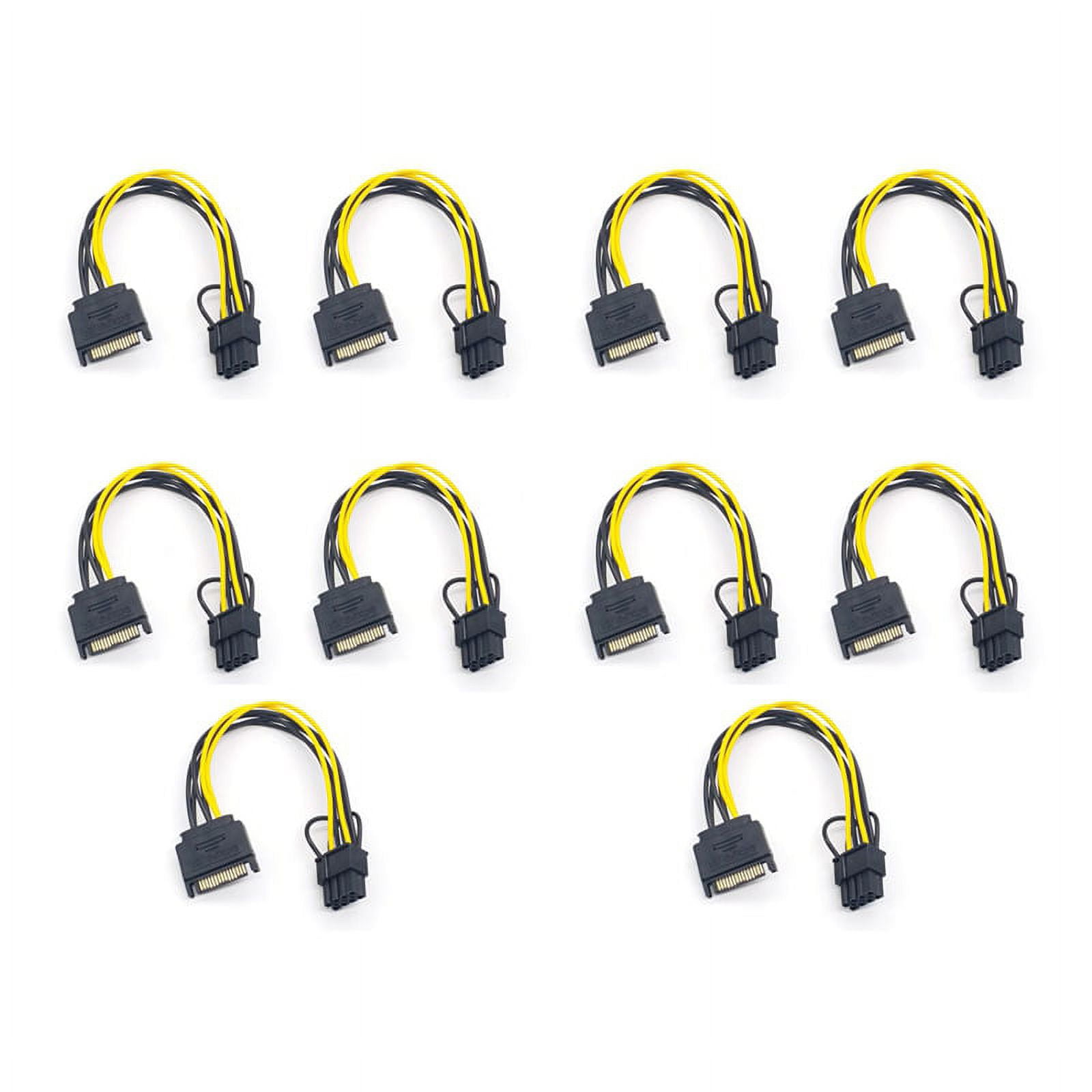 10PCS 15Pin SATA Male to 8Pin(6+2) PCI-E Power Supply Cable 20cm SATA ...