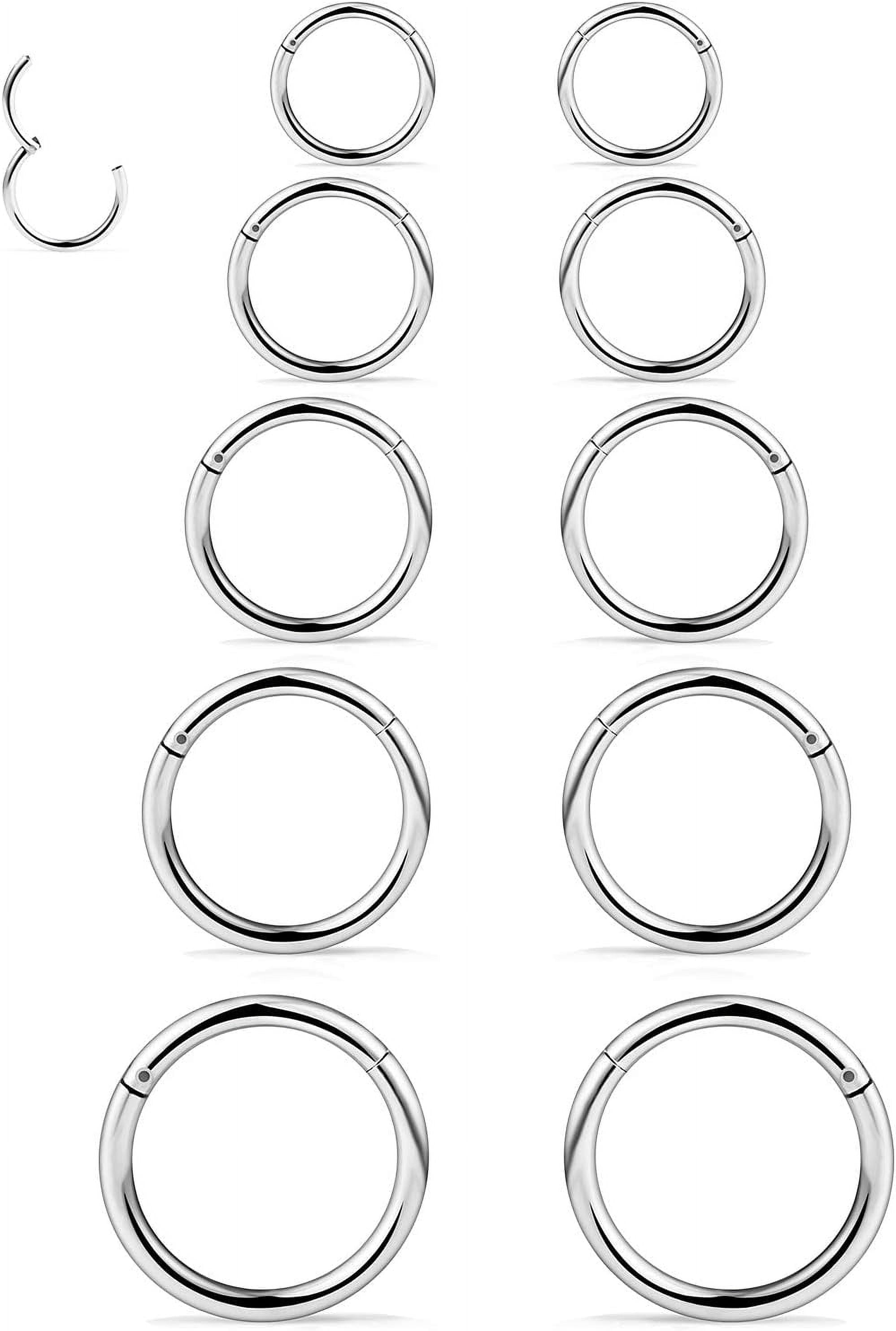 Euphrates 10PCS 16G Surgical Steel Hinged Clicker Segment Septum Lip ...