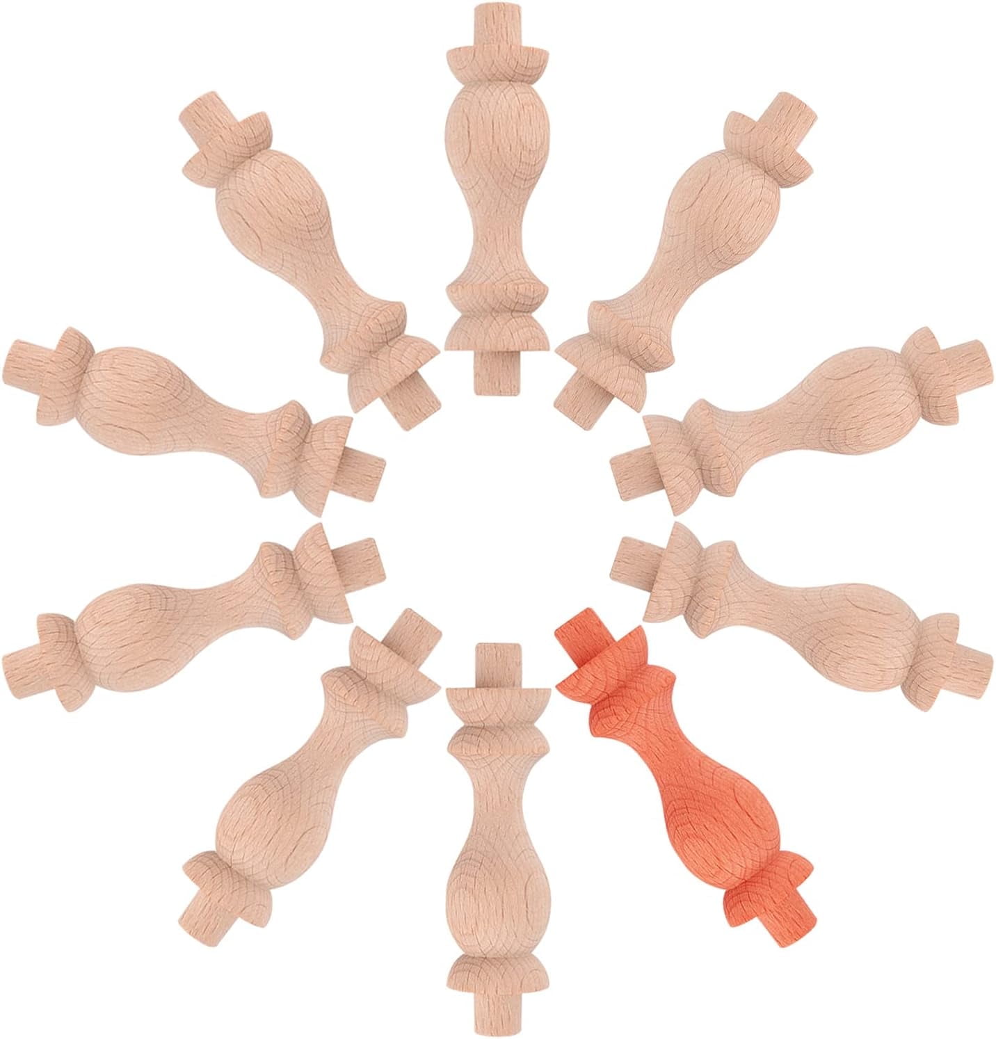 10PCS 2.5 inch Decorative Wood Spindles Unfinished Wood Craft Spindles ...