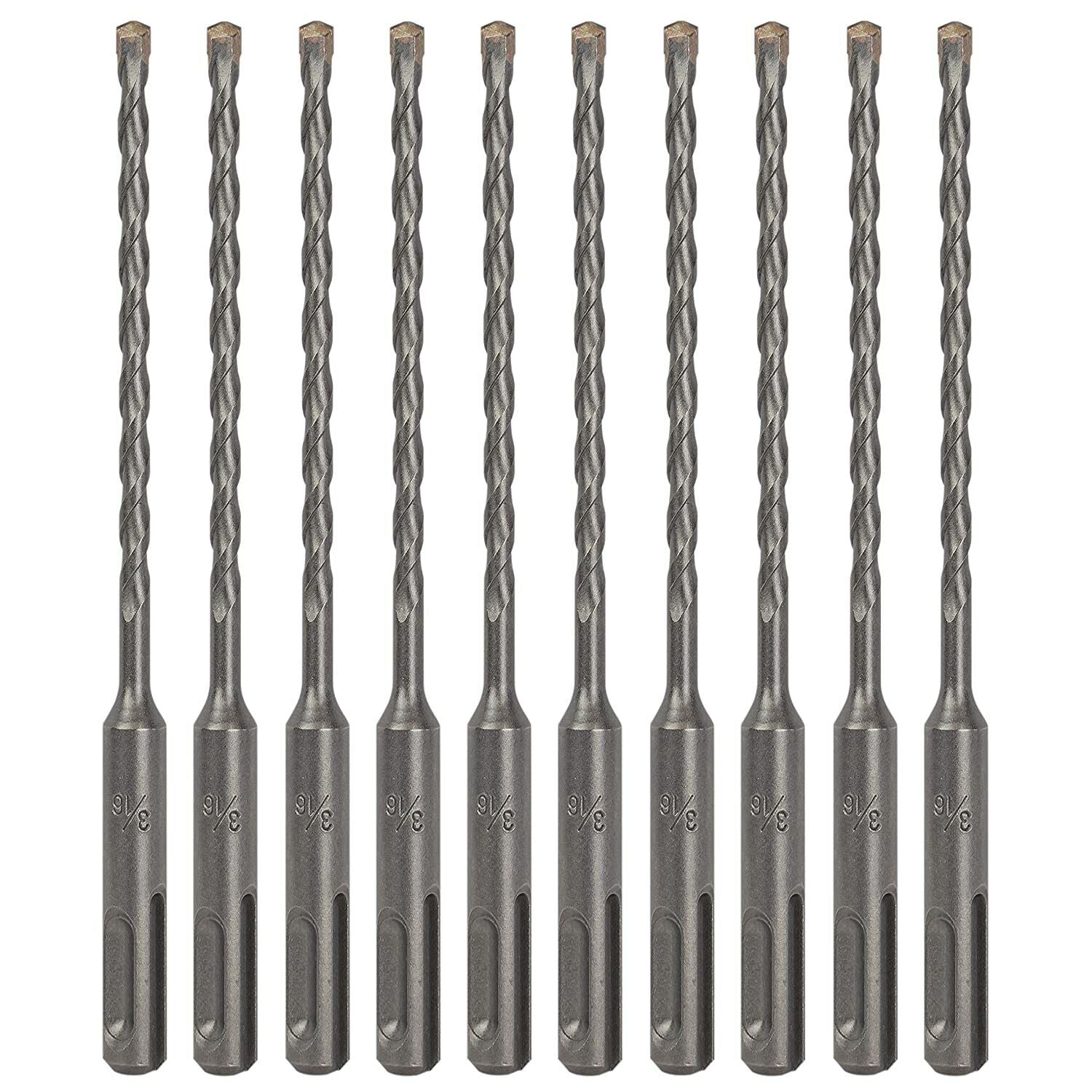 10PCS 3/16"x6" Drill Bit Set SDS Plus Rotary Hammer Concrete Masonry ...