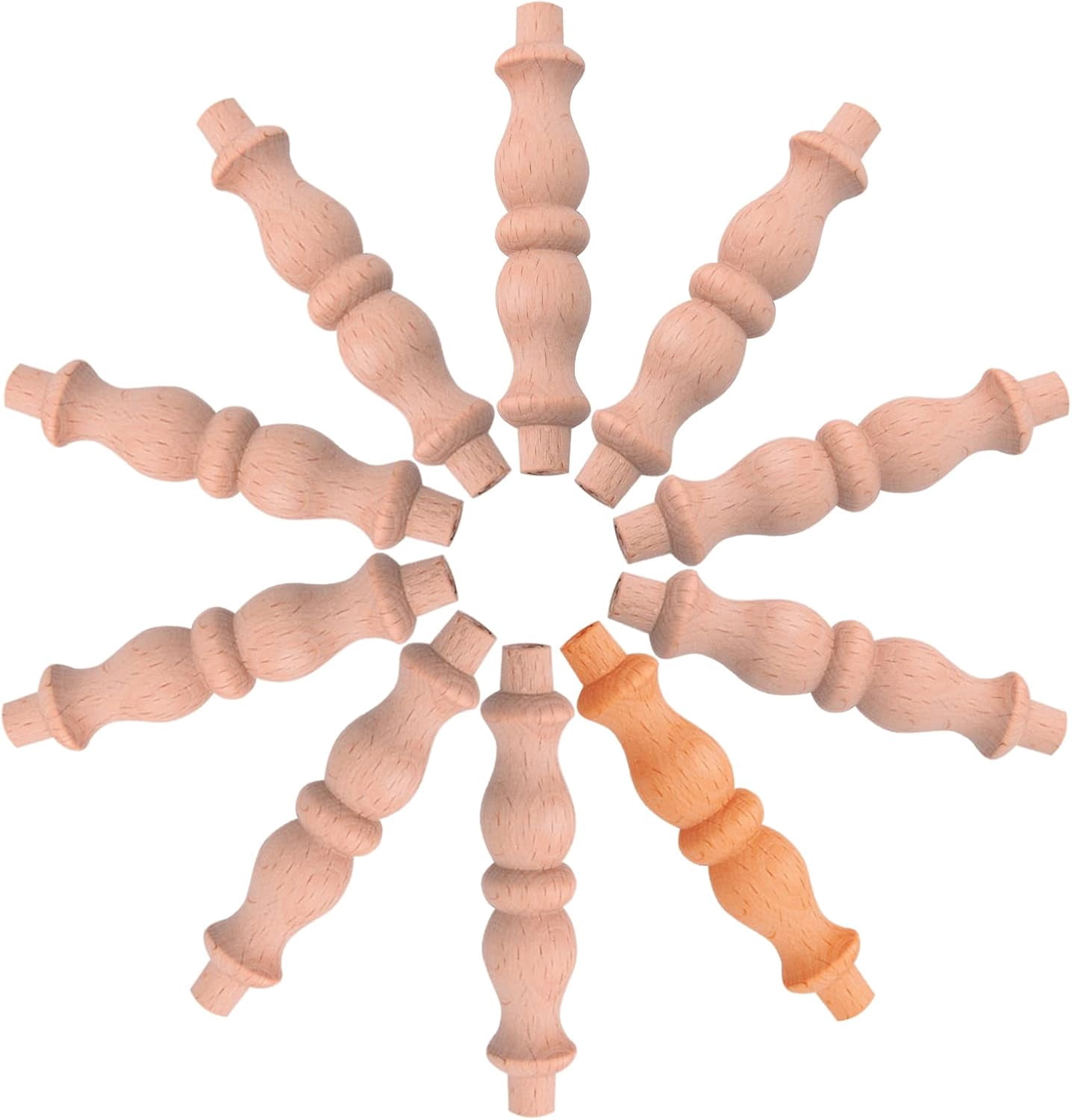 10PCS 3.4 inch Wooden Spindles Decorative Wood Spindle Unfinished Wood ...