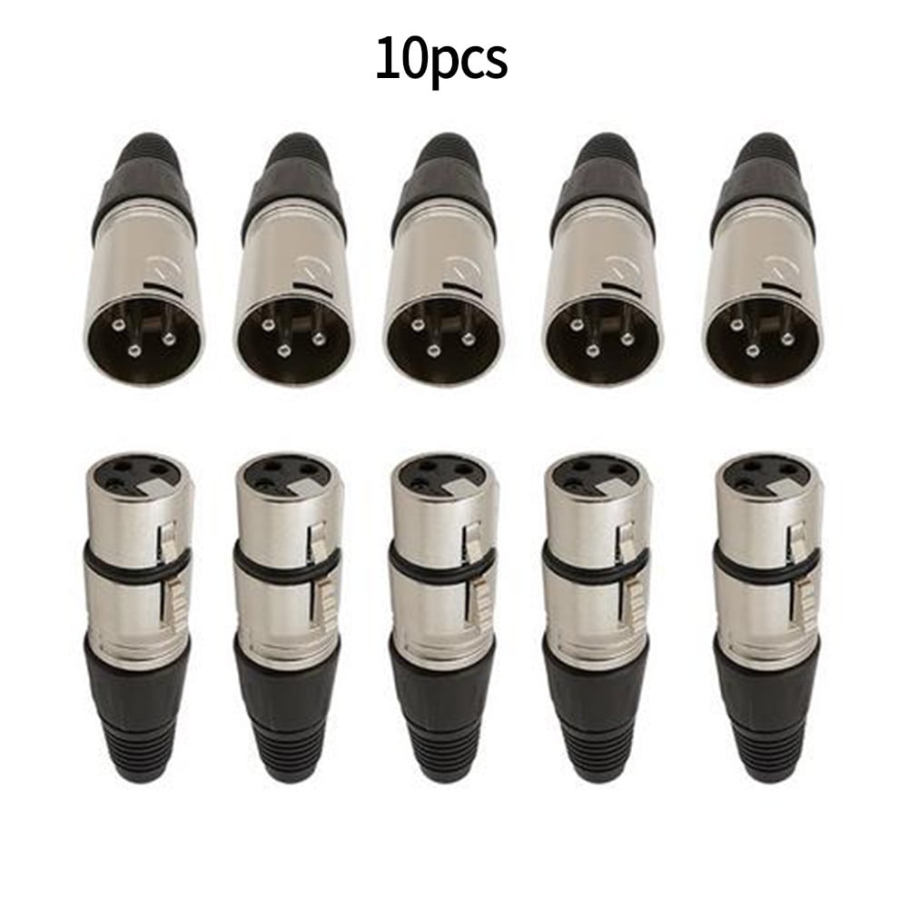 10PCS 3 Pin Xlr Female Male Microphone Audio Cable Connector Plug ...