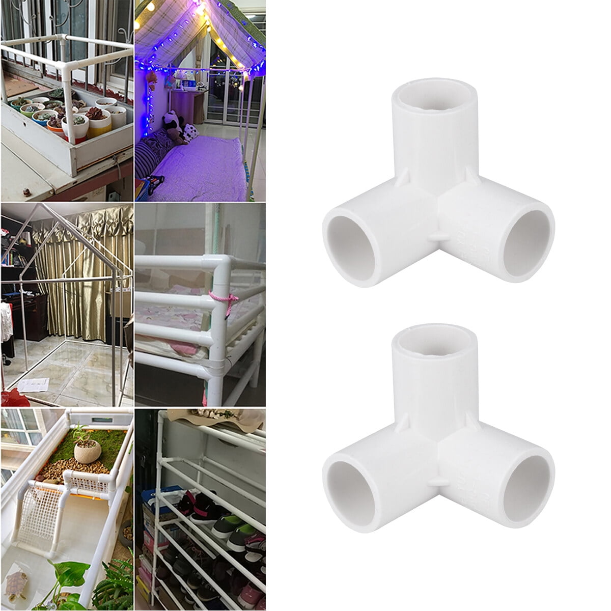 10PCS 3-way Joint PVC Links Fitting Water Connector (White) - Walmart.com