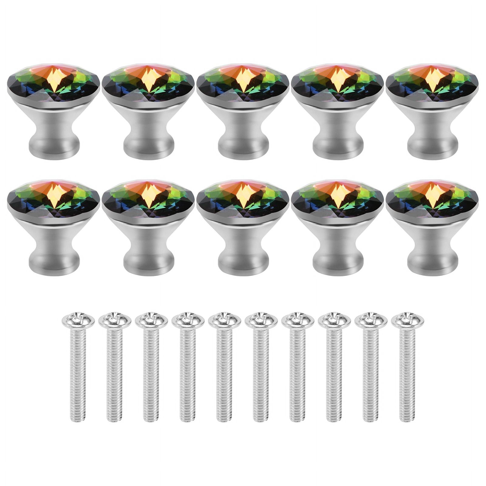10PCS 30MM Colorful Crystal Knobs Glass Cabinet Drawer Pulls Handle for ...