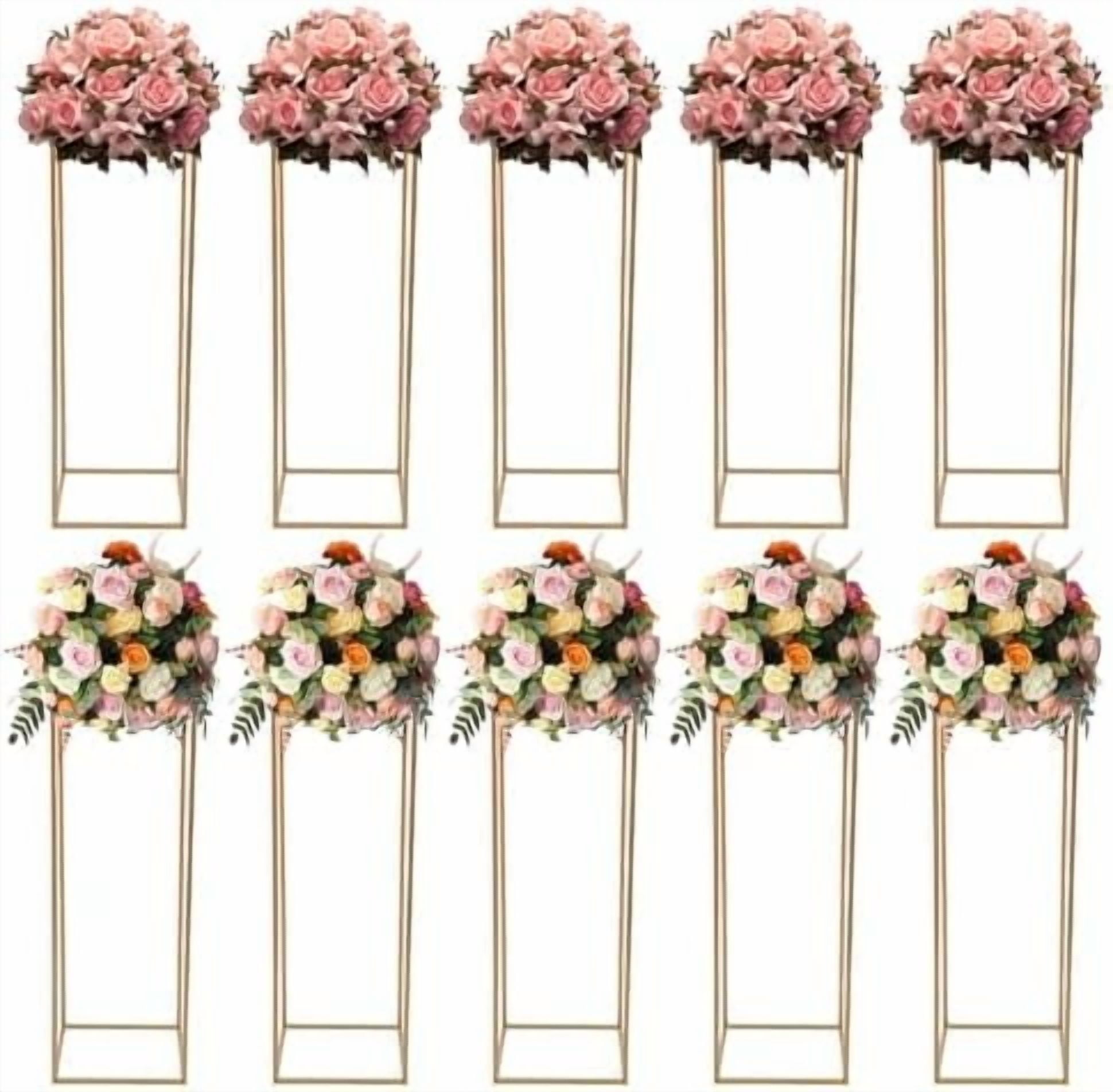 10PCS 31.5 Inch Tall Metal Gold Wedding Flower Stand, Centerpiece ...