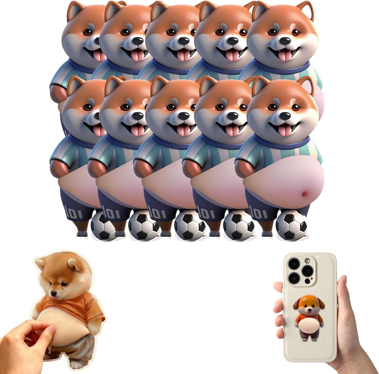 10PCS 3D Shiba Inu Dog Belly Sticker, 3D Dog Belly Sticker, Super Soft ...