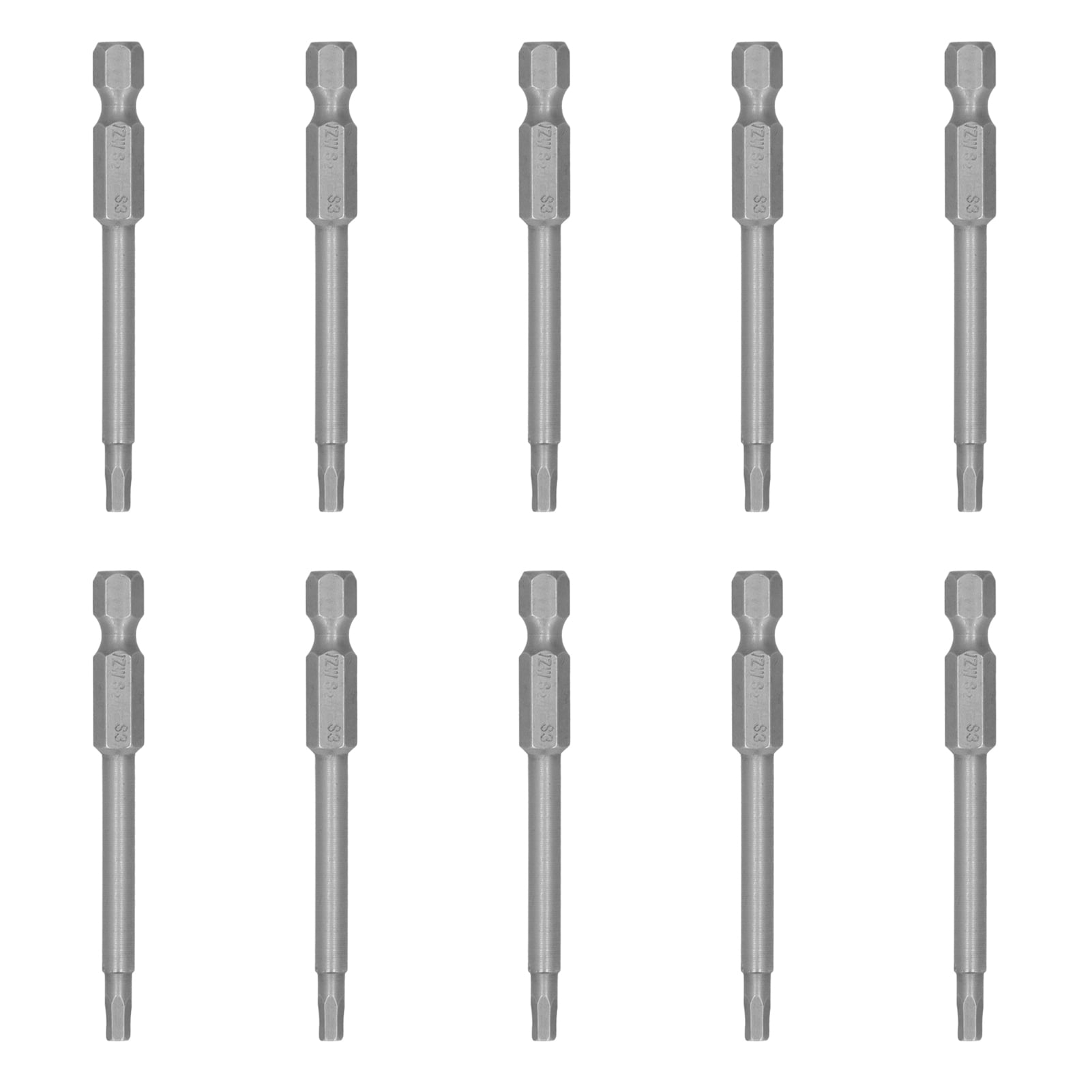 10PCS 3mm Magnetic Head Screwdriver Bits Electric Hex Socket S2 Alloy ...