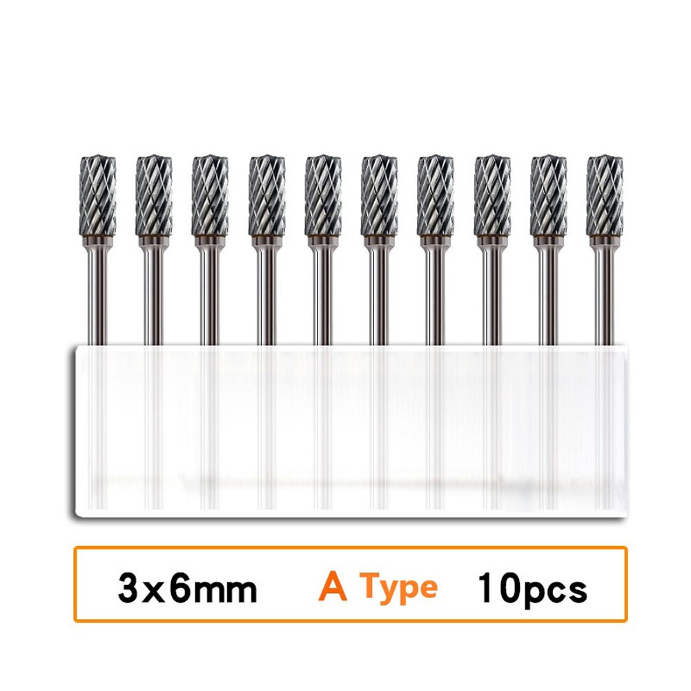 10PCS 3x6mm Tungsten Carbide Burrs Rotary Drill Grinder Carving Bit ...