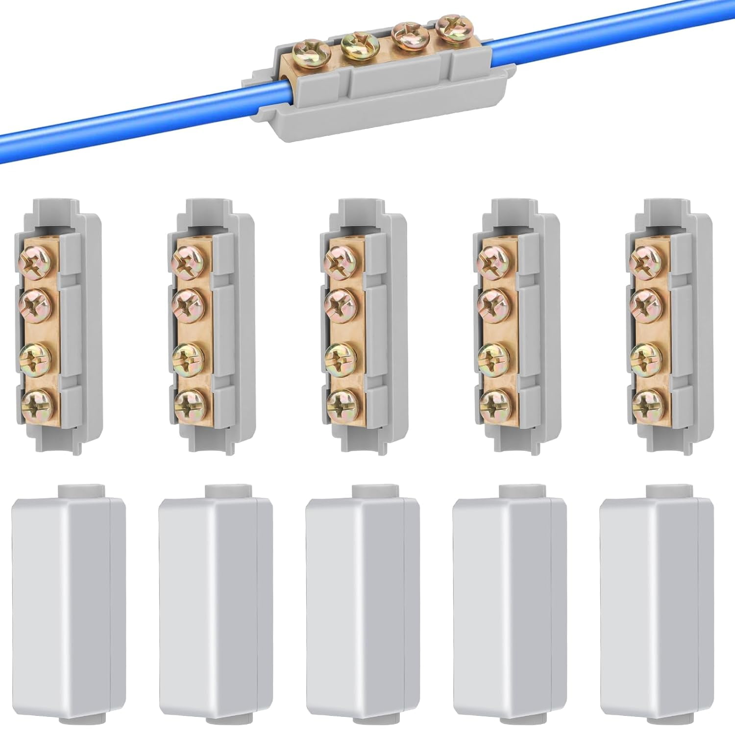 10PCS 4 AWG Wire Connector Nut Kit, 1 in 1 Out 100A 8-4 Guage Splicing ...