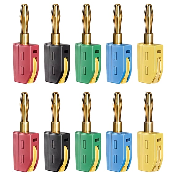 10PCS 4MM Gold Banana Plugs Insulated Electrical Plugs Strong Banana ...